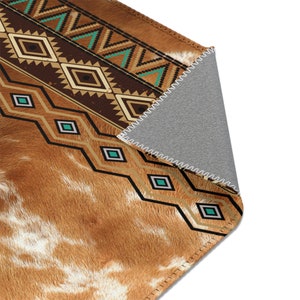 Western Cowhide Print Area Rug , Faux Cowhide Accent Rug , Southwestern ...