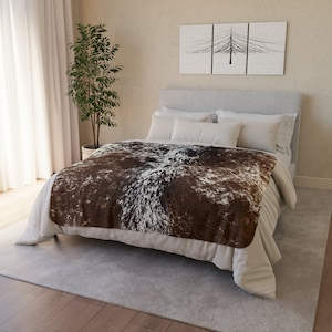 Western Cowhide Print Fleece Sherpa Blanket , Faux Cowhide Throw ...