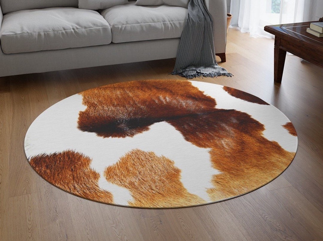Faux Cowhide Round Rug Cowhide Print Area Rug Cow Hide Accent Rug ...