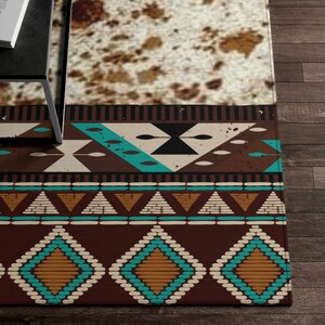 Western Cowhide Print Area Rug | Boho Western Accent Rug | Southwestern ...