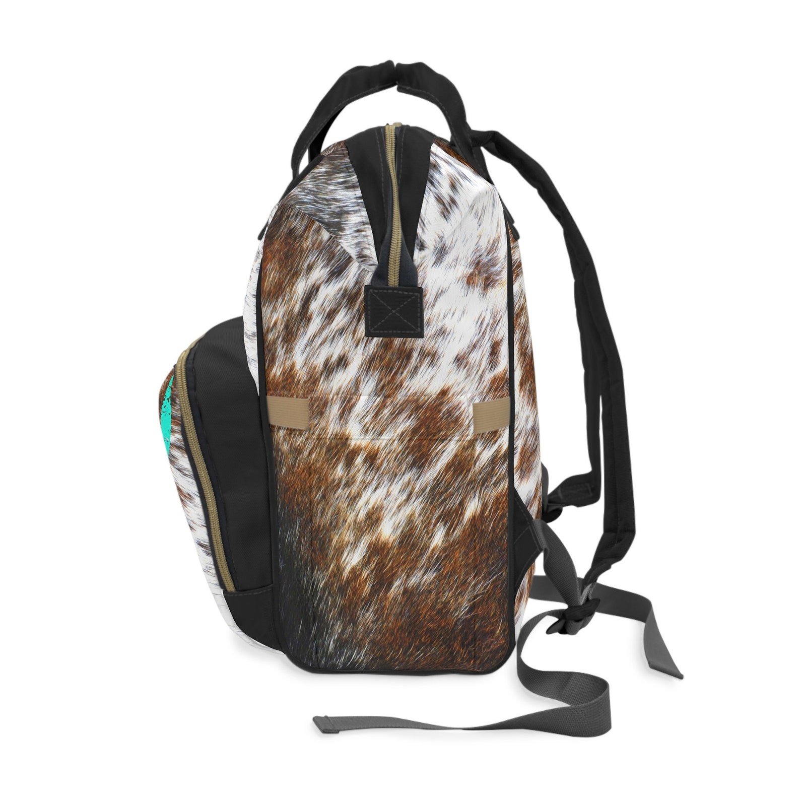 Personalized Cowhide Print Diaper Backpack | Custom Cow Print Baby Bag ...