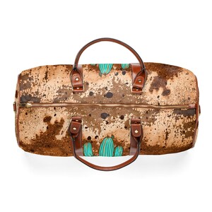 Western Travel Bag | Southwestern Cactus Duffel Bag | Leather Shoulder ...