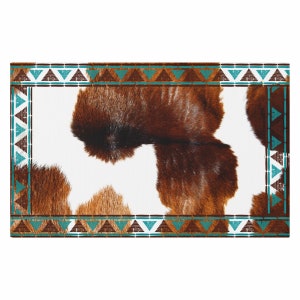 Western Cowhide Print Rug | Faux Cow Hide Area a Rug | Boho Tribal Cow ...