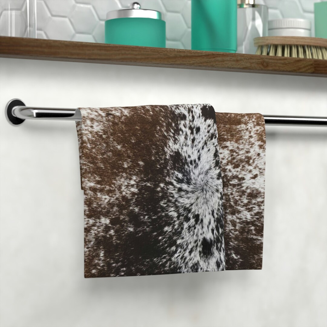 Western Cowhide Print Face Towel | Faux Cow Hide Washcloth | Western ...