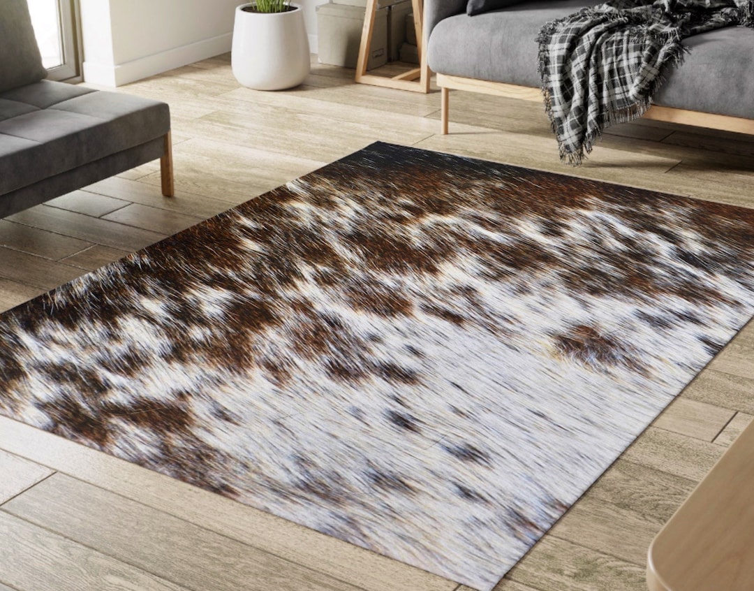 Western Cowhide Rug, Animal Cow Print Area Rug, Faux Cowhide Accent Rug ...
