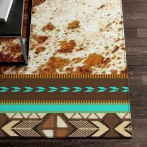 Cowhide Print Area Rug Western Cow Print Accent Rug Boho - Etsy