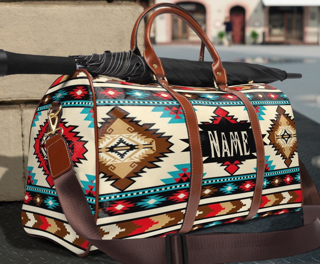 Personalized Southwestern Travel Bag | Aztec Tribal Indian Duffel Bag ...