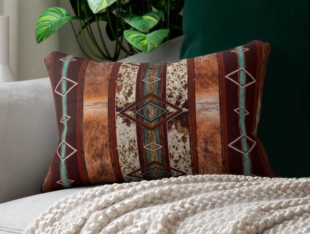 Western Cowhide Print Throw Pillow | Southwestern Accent Pillow ...