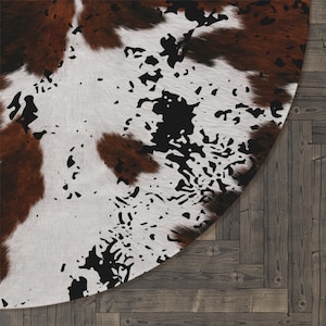 Cowhide Print Round Rug , Faux Cowhide Rug , Western Area Rug ...
