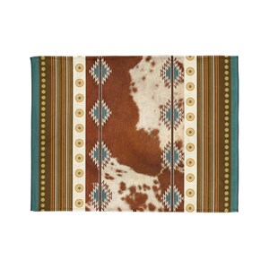 Western Cowhide Print Blanket, Boho Southwestern Throw Blanket ...