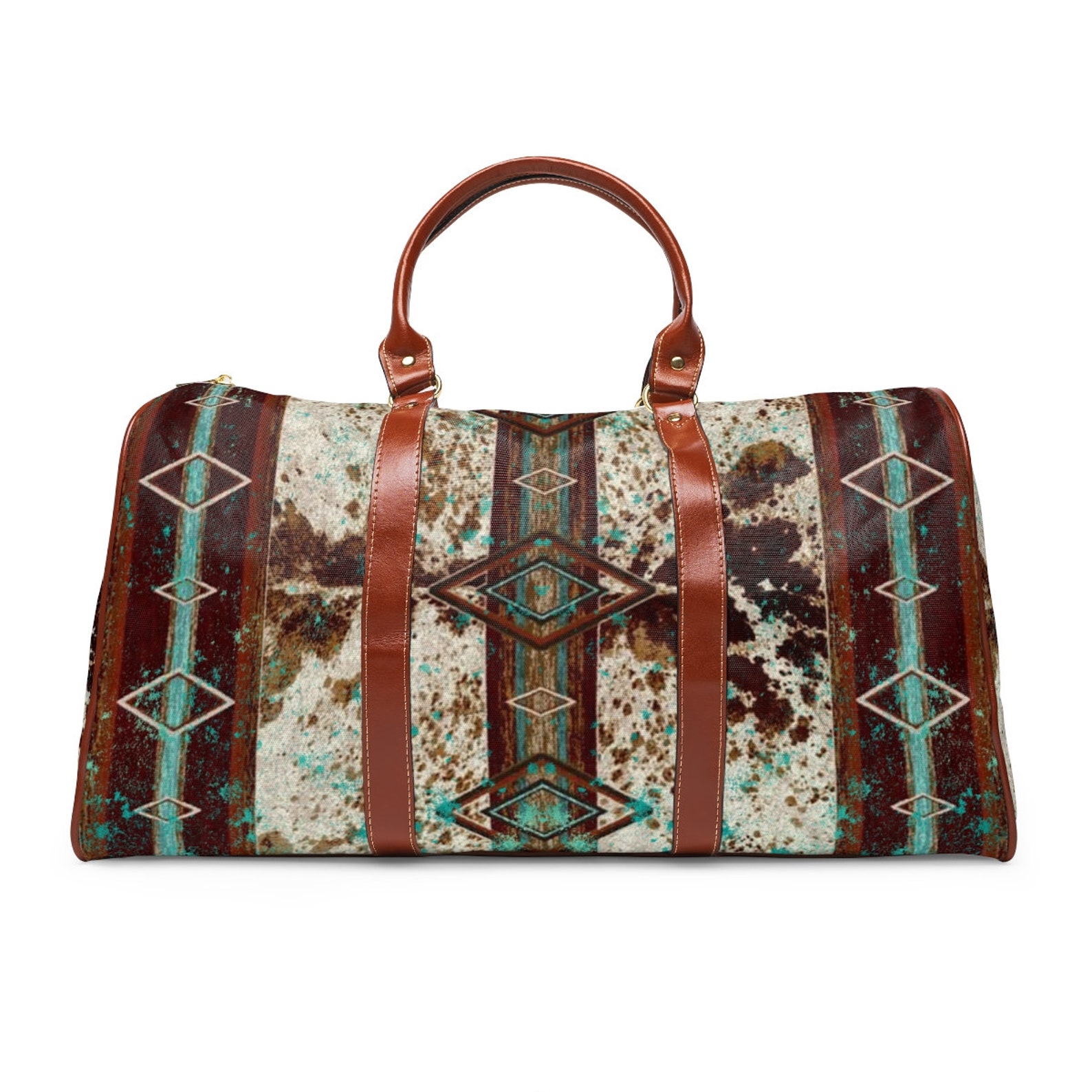 Personalized Western Cowgirl Travel Bag Cowhide Print Duffel - Etsy