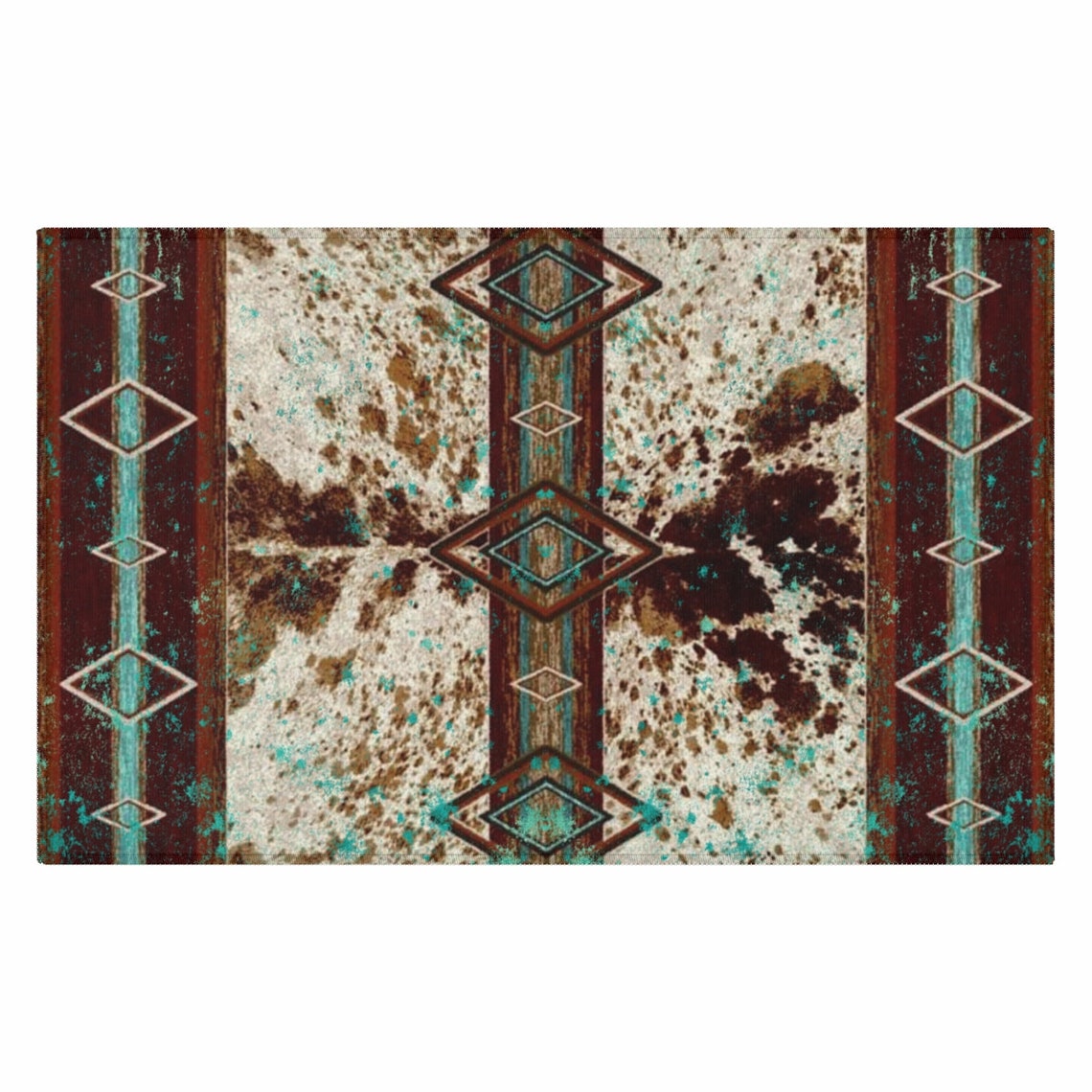 Western Cowhide Print Area Rug Boho Western Accent Rug - Etsy