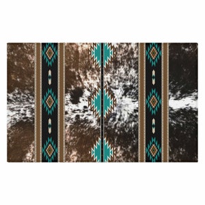 Western Cowhide Print Area Rug | Faux Cow Hide Accent Rug ...