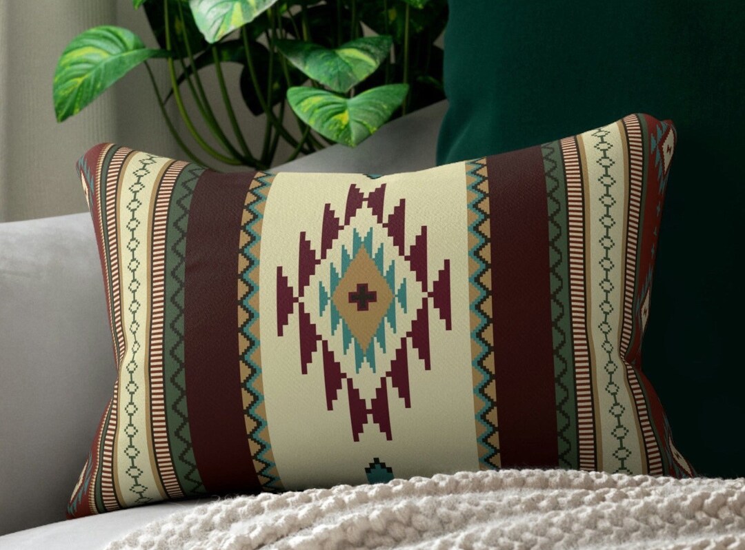 Southwestern Bohothrow Pillow , Western Tribal Indian Lumbar Pillow ...