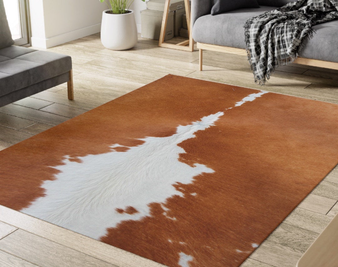 Cowhide Print Area Rug Cow Print Area Rug Farmhouse Rug Western Rug ...