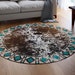 Cowhide Print Round Rug Western Boho Tribal Accent Rug Cow - Etsy