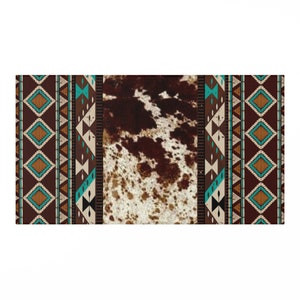 Western Cowhide Print Area Rug | Boho Western Accent Rug | Southwestern ...