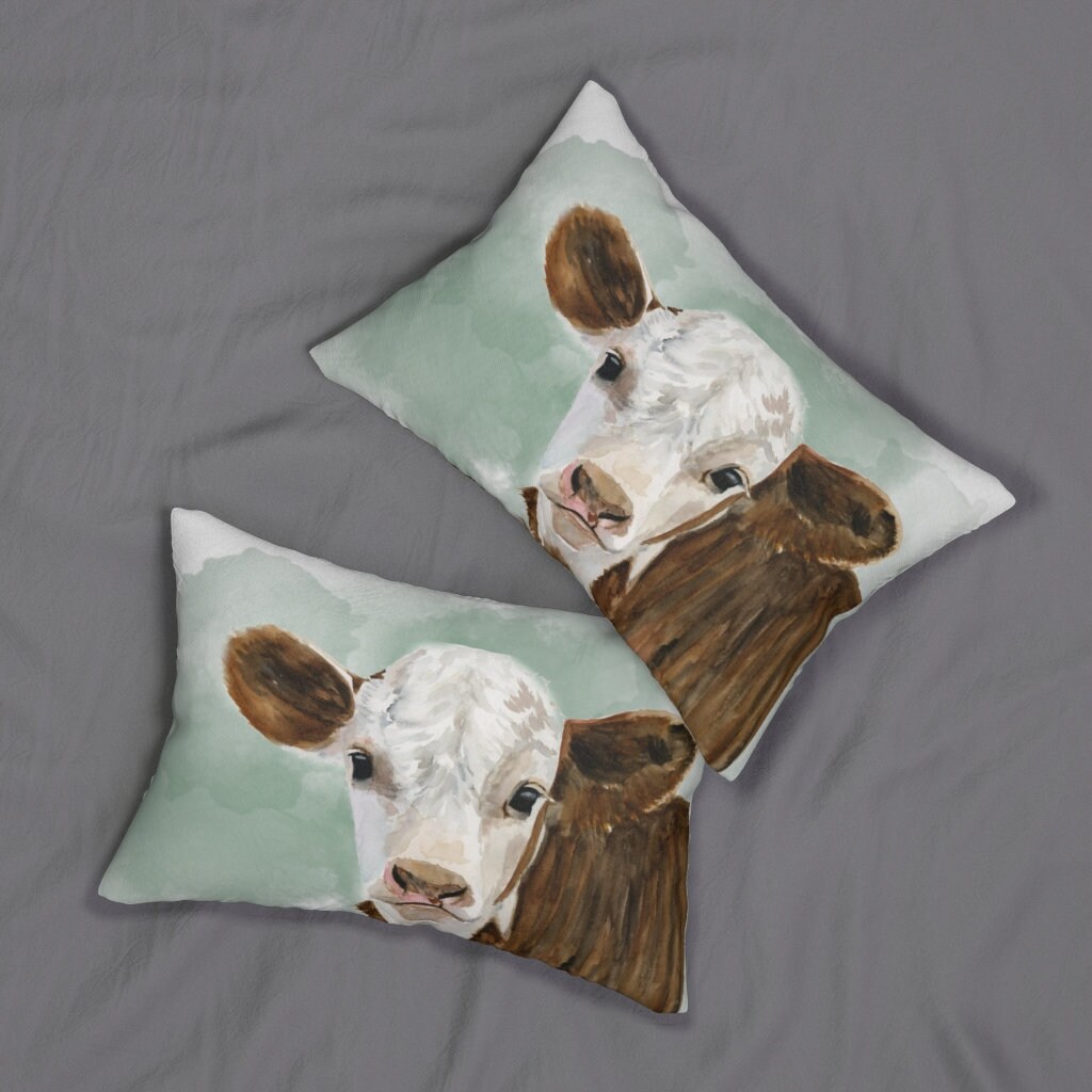 Farmhouse Lumbar Pillow Farm Cow Throw Pillow Cow Print - Etsy