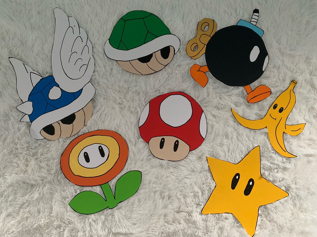 Super Mario Party Props Backdrop Decoration Mario Kart Item | Etsy