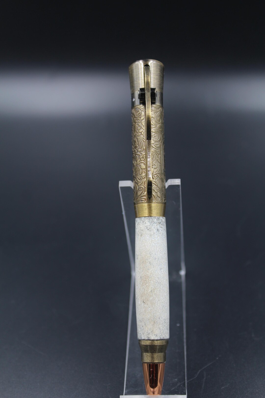 Lever Action Ballpoint Pen in Brass With a Deer Antler Body - Etsy