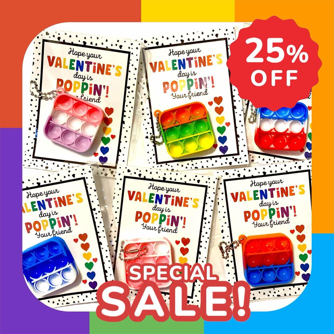 Set of 12 Poppin' Valentines Day Valentines With Bubble Pop Toy Printed ...