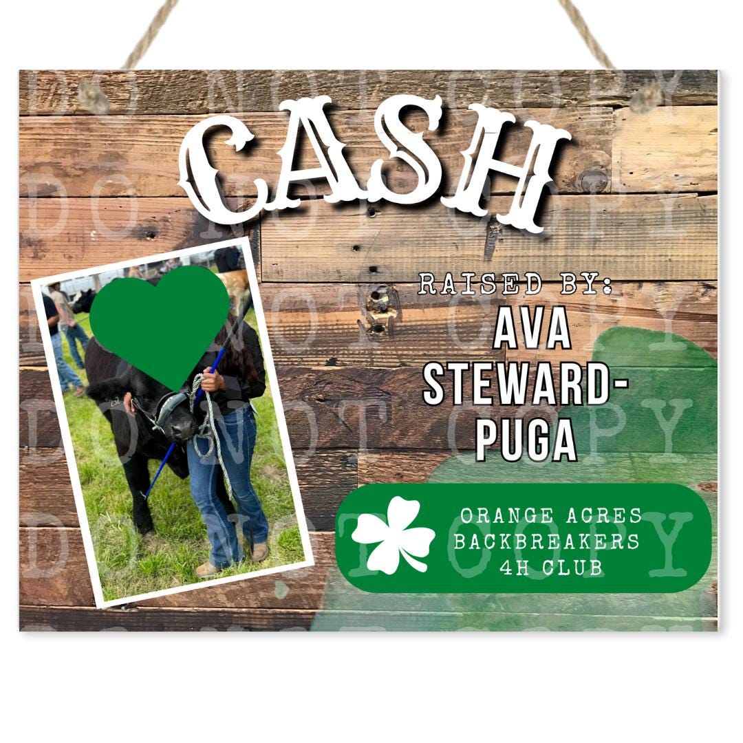 Stock Show Signs, Show Pig Sign, Show Cow Sign, Livestock Show Stall ...