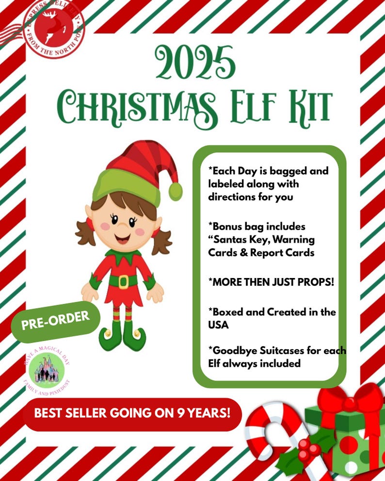 24 Day Elf Kit 2025, Christmas Elf Activity Kit With Elf Props ...