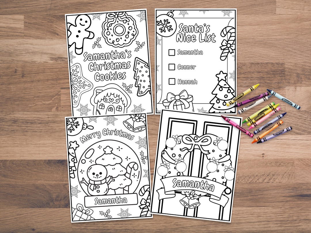 Christmas Coloring Pages With Editable Text (digital Download ...