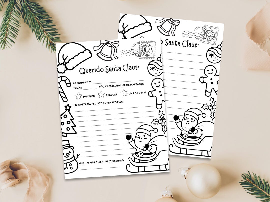 Letter to Santa Claus Coloring Page (digital Download), Carta a Papá ...