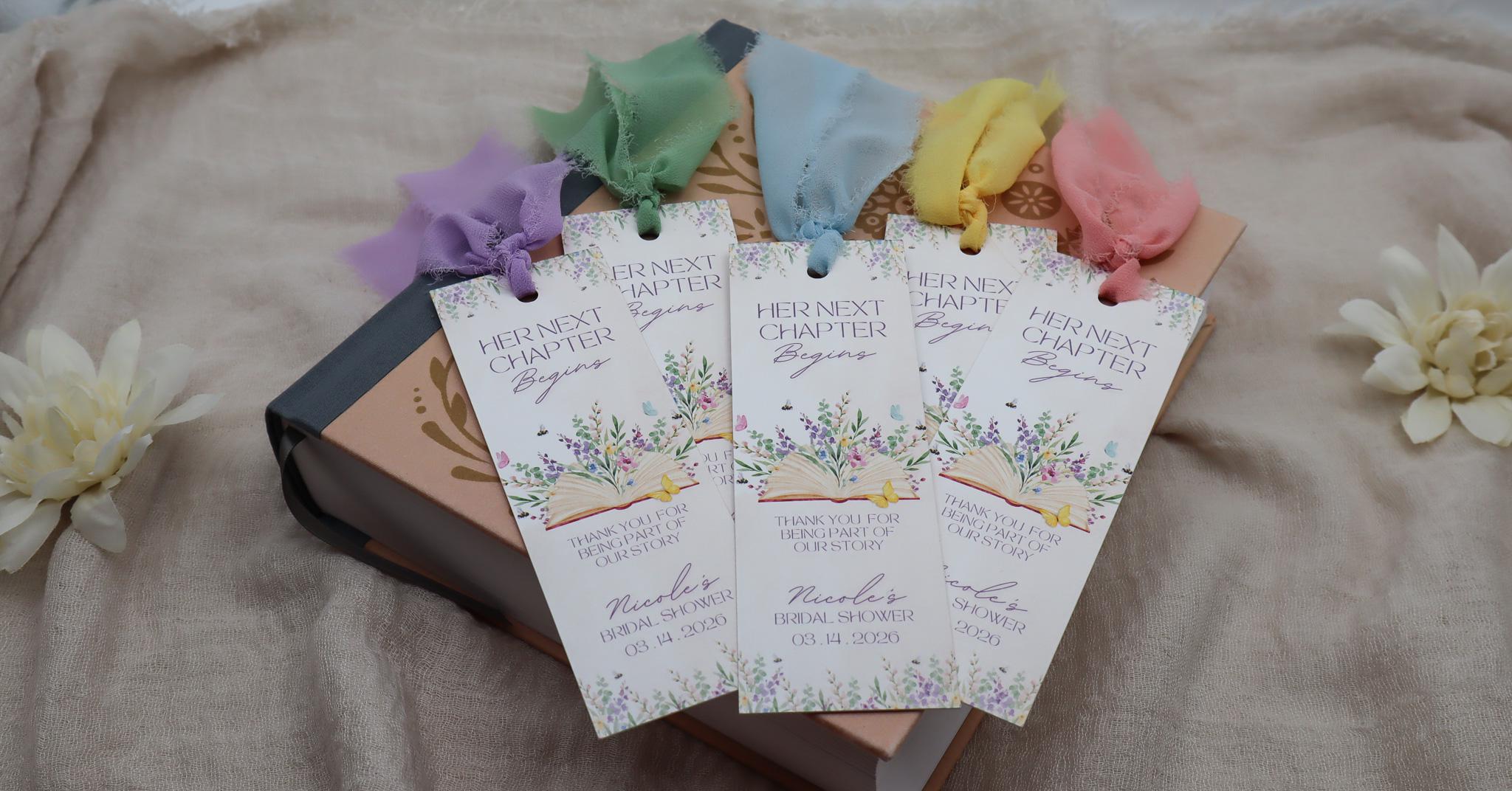 Bookmark Favor Tags for Book Themed Bridal Shower (printed), Her Next ...