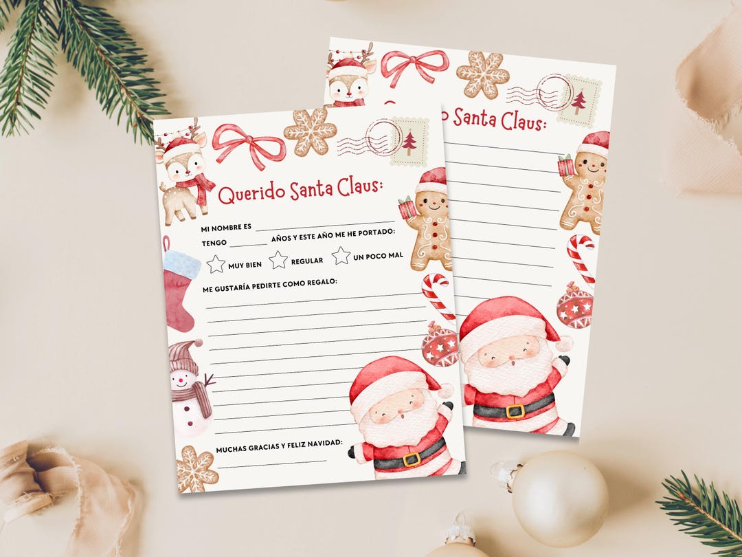 Letter to Santa Claus (digital Download), Carta a Papá Noel, Dear Santa ...