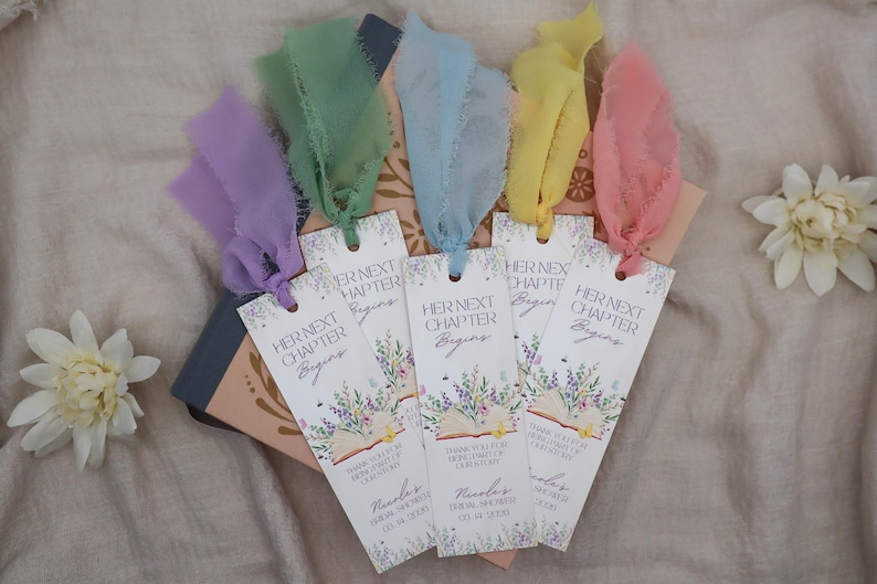 Bookmark Favor Tags for Book Themed Bridal Shower (printed), Her Next ...