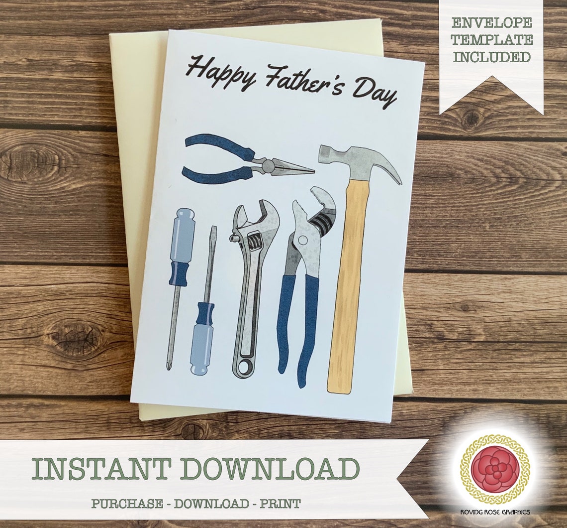 Printable Fathers Day Card, Handyman Dad Card, Garage Tools Happy ...