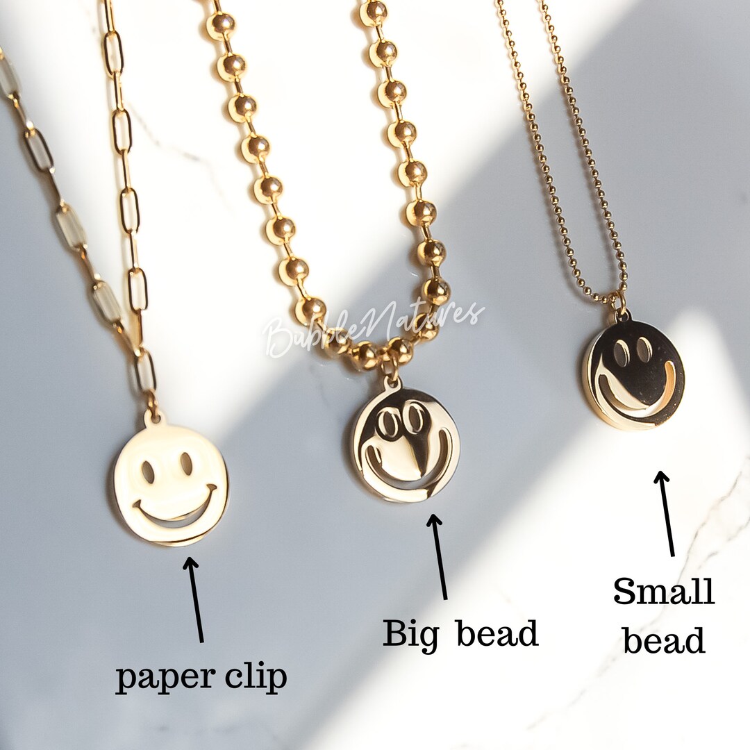 18k Gold Smile Face Pendant Necklace: Stainless Steel Jewellery ...