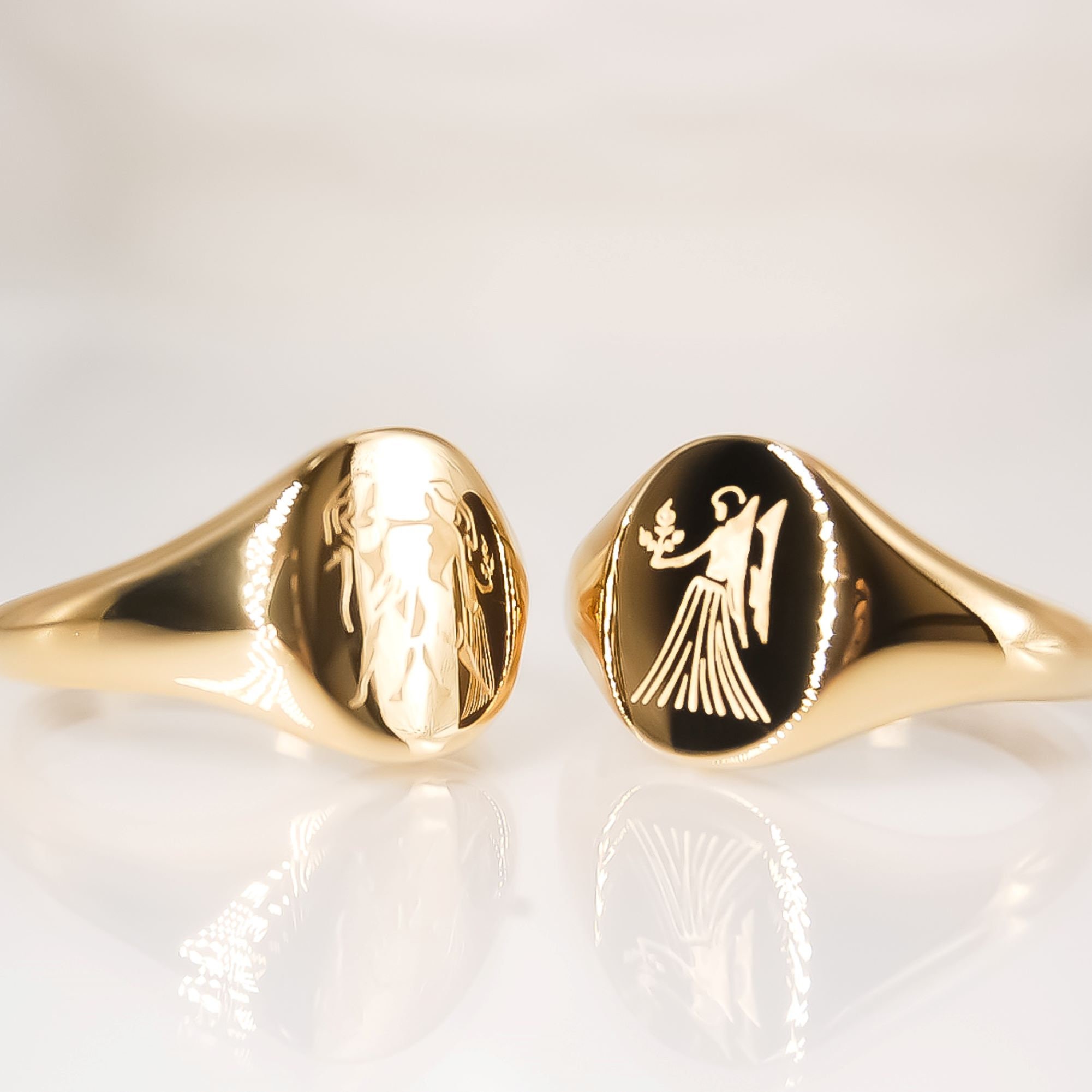Personalised 18k Gold PVD Plated Stainless Steel Zodiac Ring. - Etsy UK