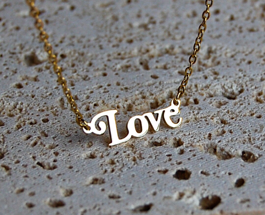 Gold Plated LOVE Lettering Pendant Necklace Christmas Birthday - Etsy UK