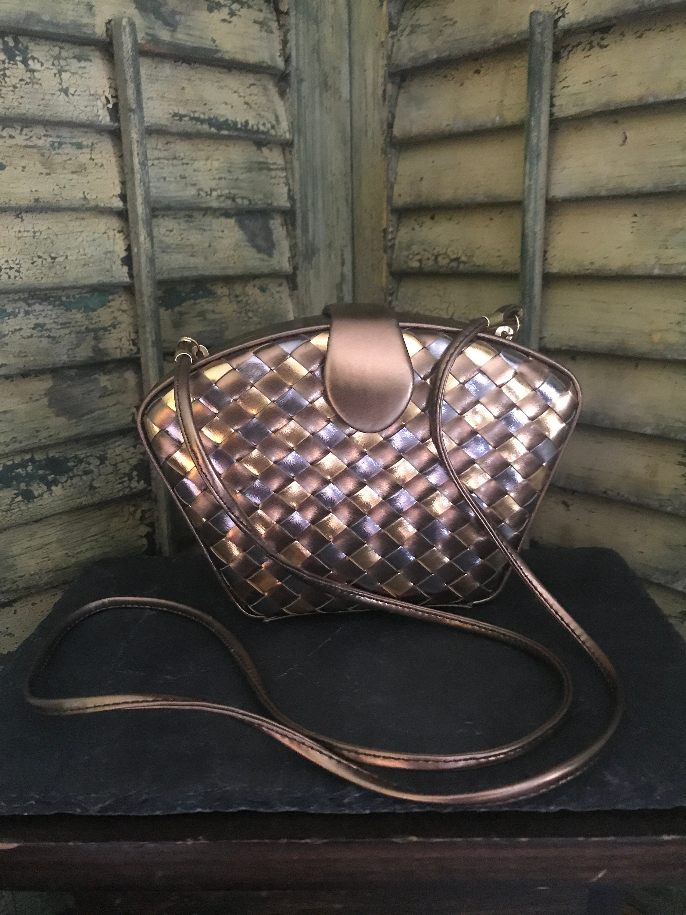 Vintage Metallic 80s Crossbody Purse - Etsy