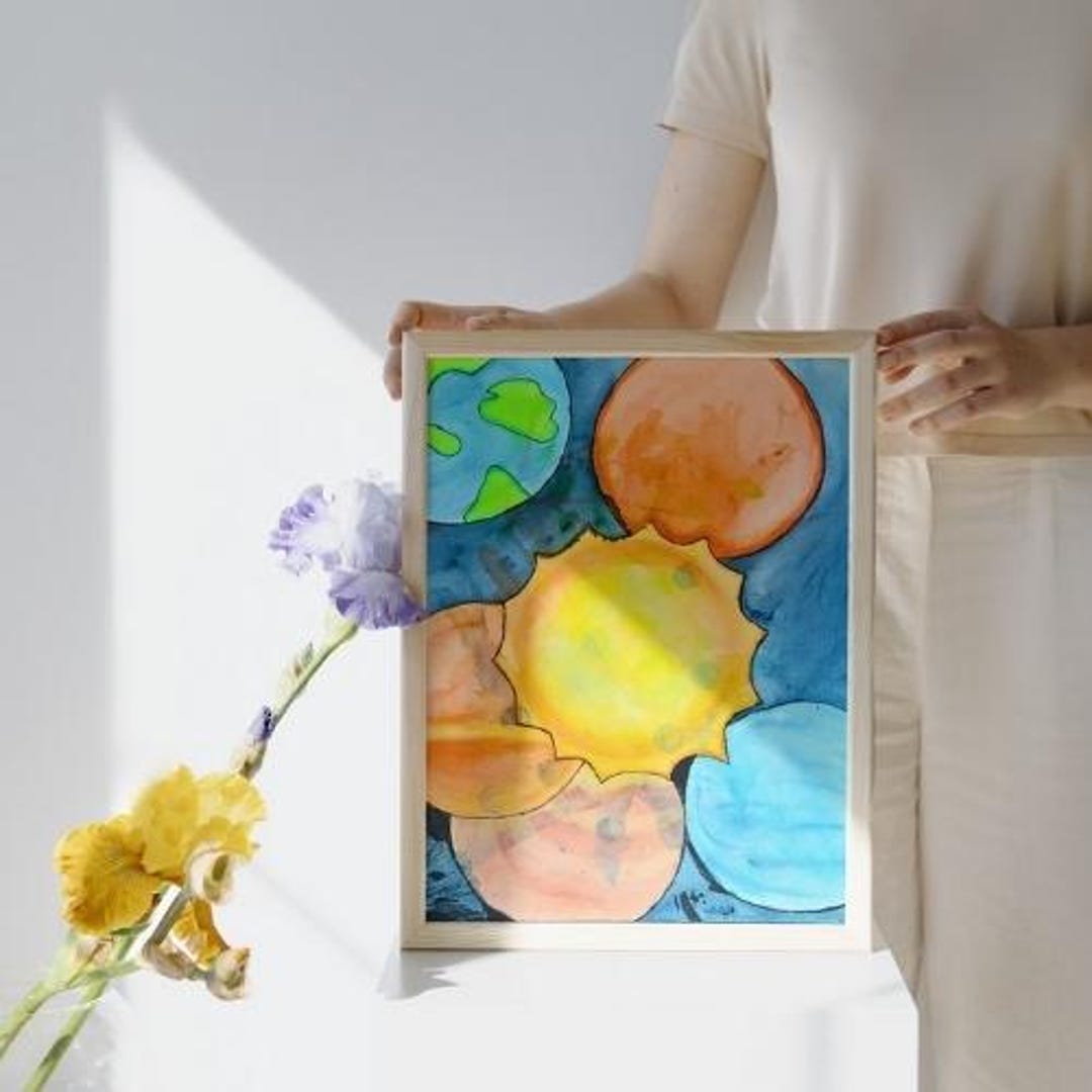 Colorful Planetary Art Print, Modern Wall Decor, Celestial Artwork ...