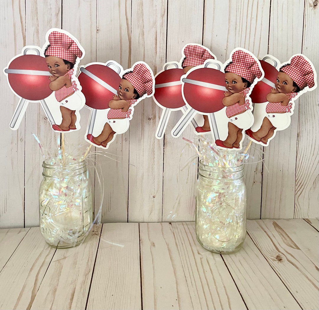 Set of 5 Little Chef Baker Babyq BBQ Centerpiece Sticks 4 Inches Cake ...