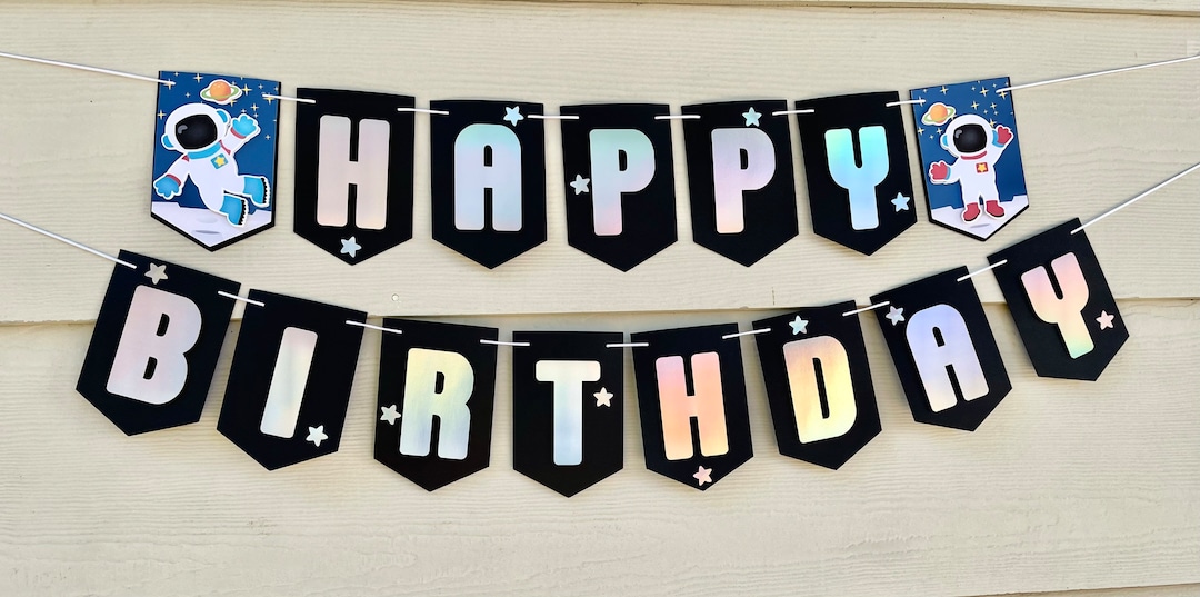 Outer Space Birthday Banner, Space Astronaut Party Decorations ...