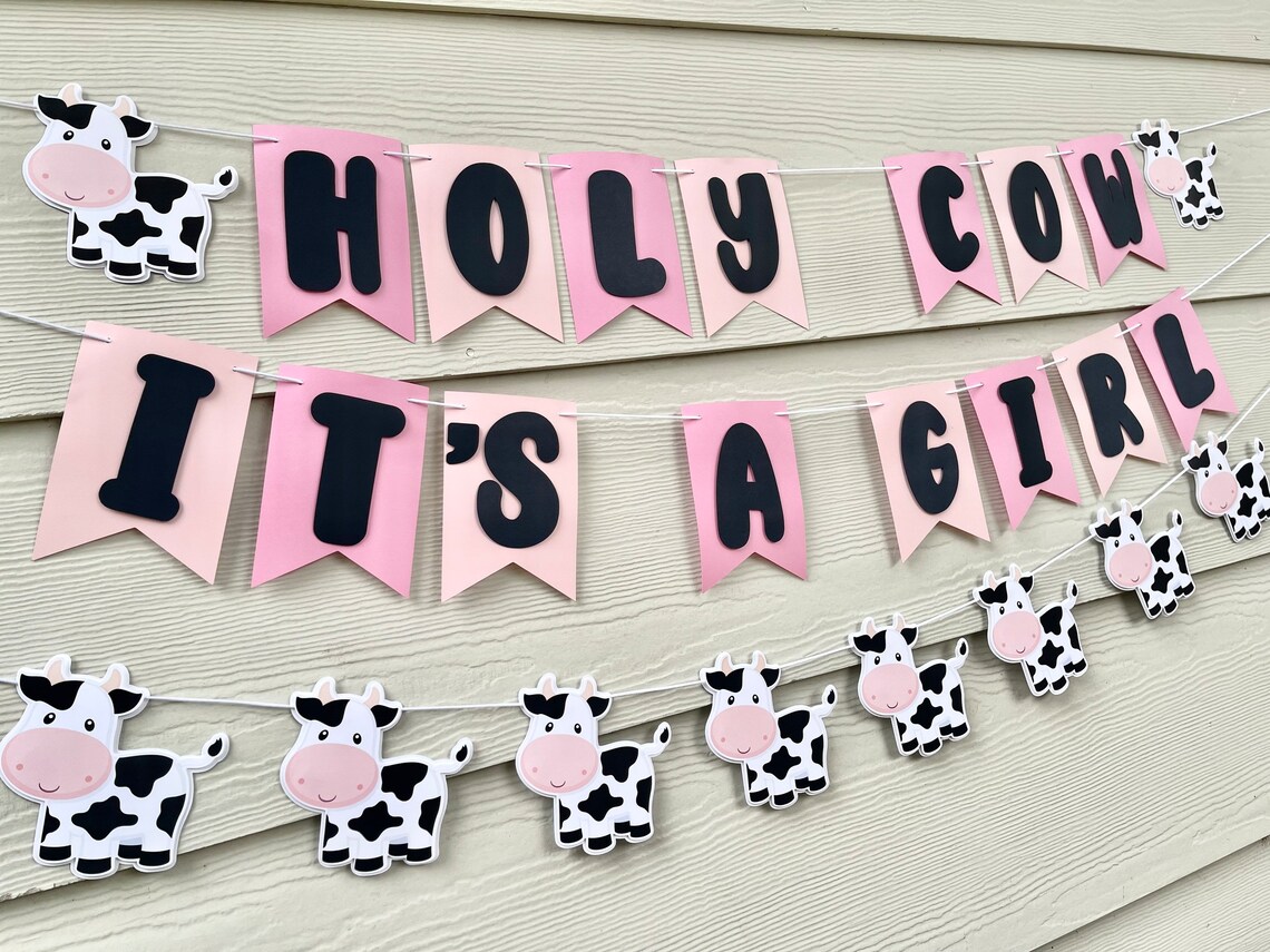 Holy Cow It’s A Girl Banner Party Decorations Birthday Cow Garland - Etsy