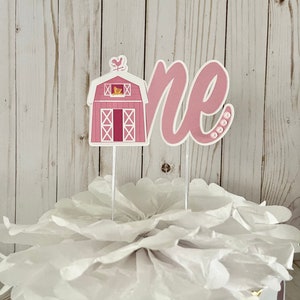 Pink Barn One Cake Topper First Birthday Cake Topper Pink - Etsy