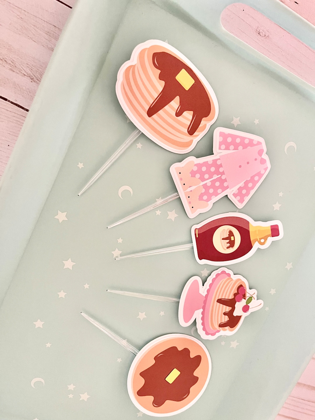 Set of 12 Girl Pancake Pajamas Cupcake Toppers, Pancake Birthday Party ...