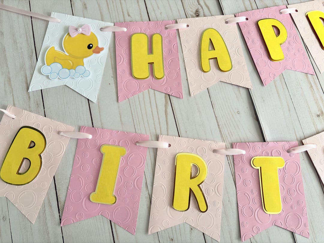 Pink Rubber Duck Birthday Banner Ducky Party Decorations Garland - Etsy