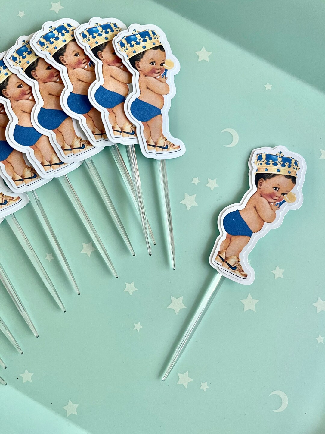 Royal Prince Baby Shower Cupcake Toppers: Blue & Gold, Set of 12 - Etsy
