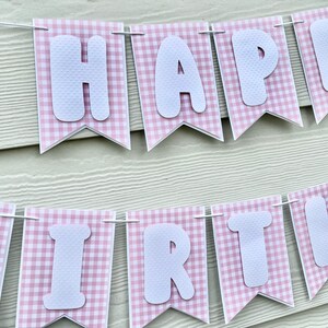 Pink Gingham Birthday Banner Party Decorations - Etsy