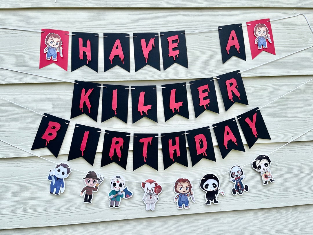 Killer Birthday Horror Birthday Banner Scary Party Decorations ...