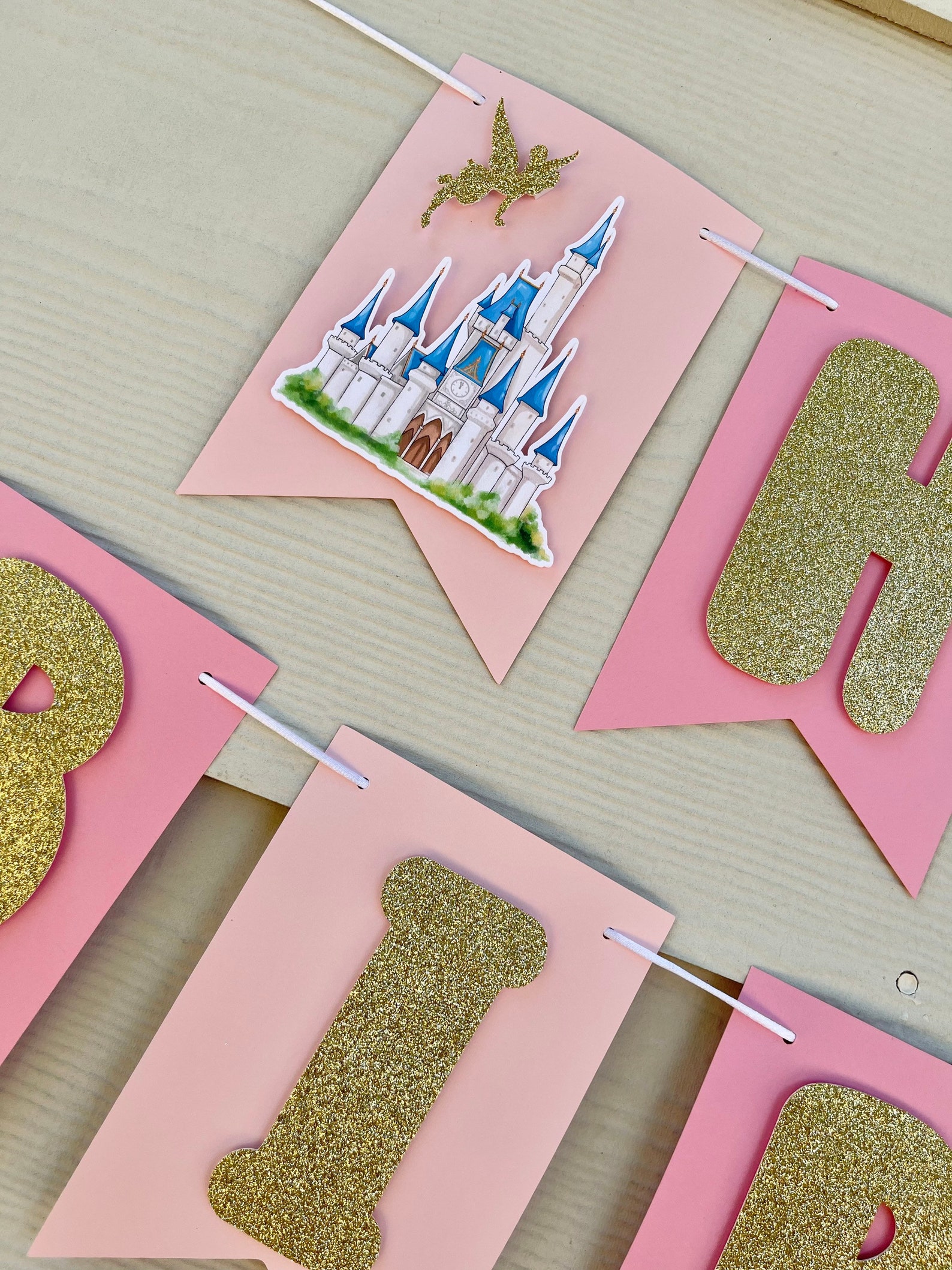 Princess Birthday Banner Party Banner Pink Glitter Garland - Etsy