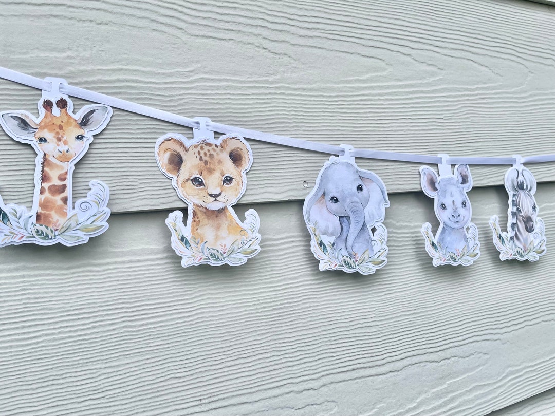 Jungle Safari Baby Animals Banner Baby Shower Party Birthday ...