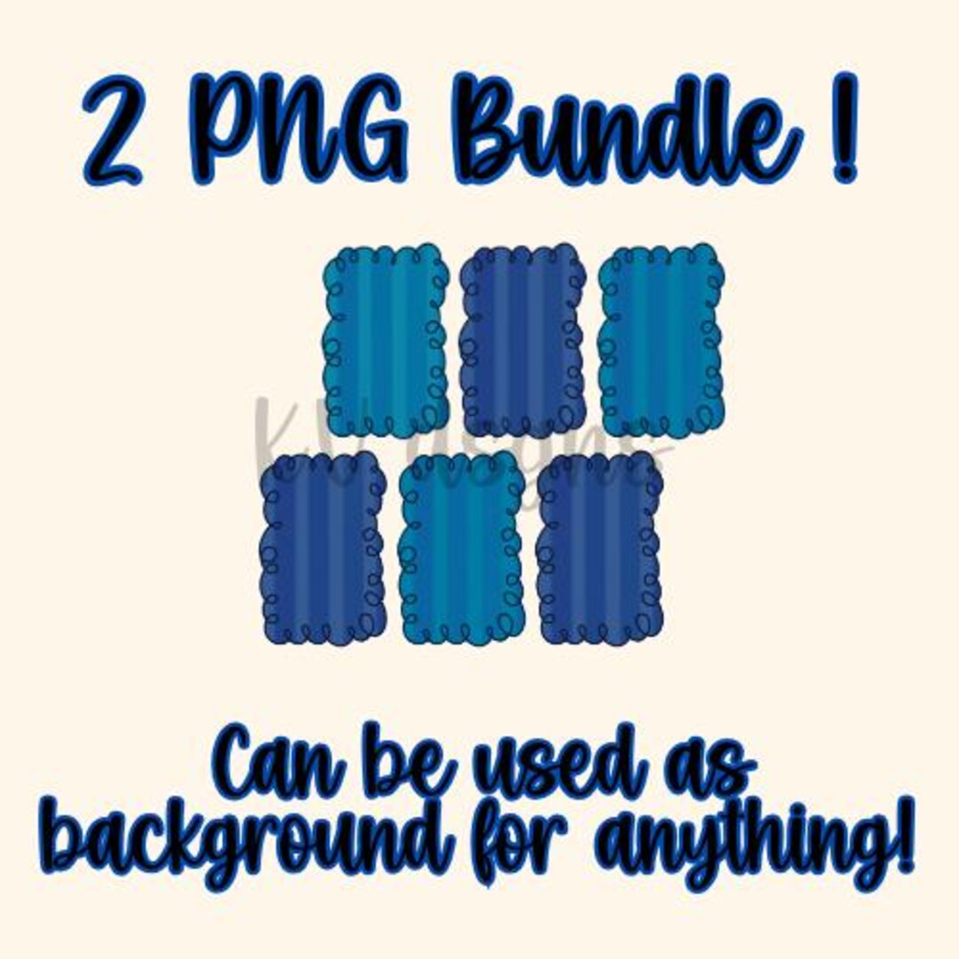 Cutesy Dark Blue Curly PNG Background Bundle | 2 PNG Files | Digital ...